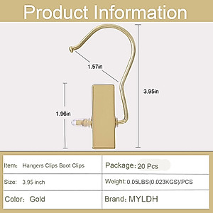 Gold Boot Clips for Closet, 20Pcs Laundry Clips, Boot Hangers for Tall Boots, Laundry Hooks, Premium Clothes Pins, Boot Hanger, Clip Hangers, Space Saving Portable Travel Hangers Clips