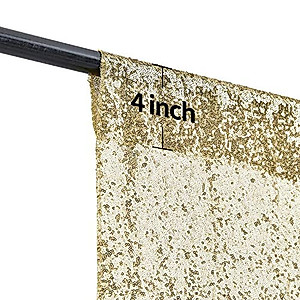 2×8FT-2PCS Champagne Gold Sequin Backdrop Curtains Panels, Photography Backdrop Glitter Curtains Fabric Background for Christmas Wedding Party Decor