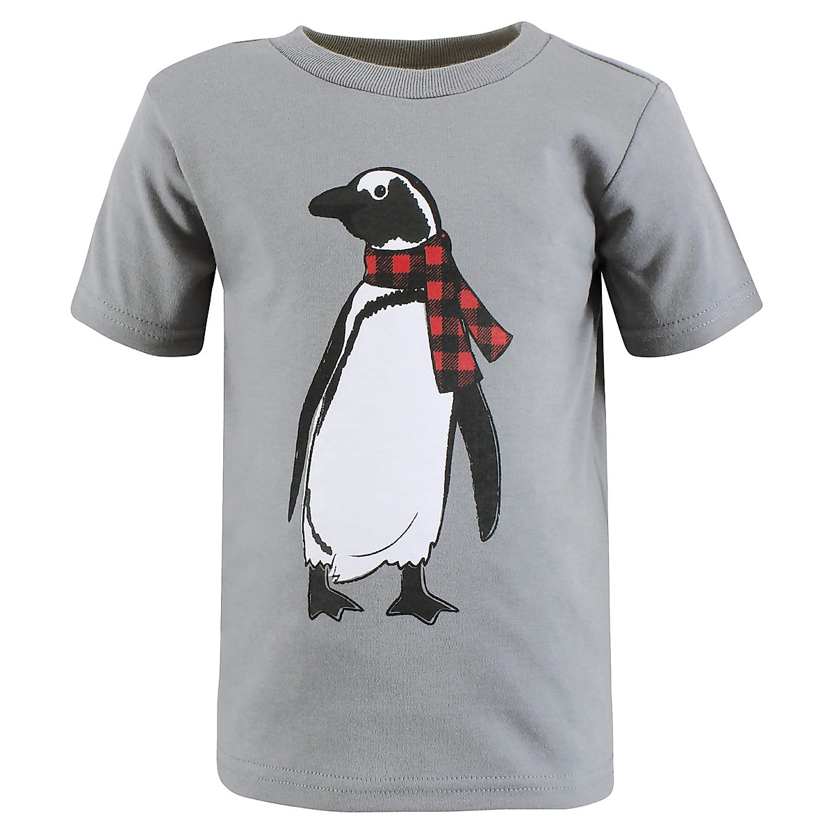 Hudson Baby Unisex Baby Short Sleeve T-Shirts, Winter Penguin Moose, 2 Toddler