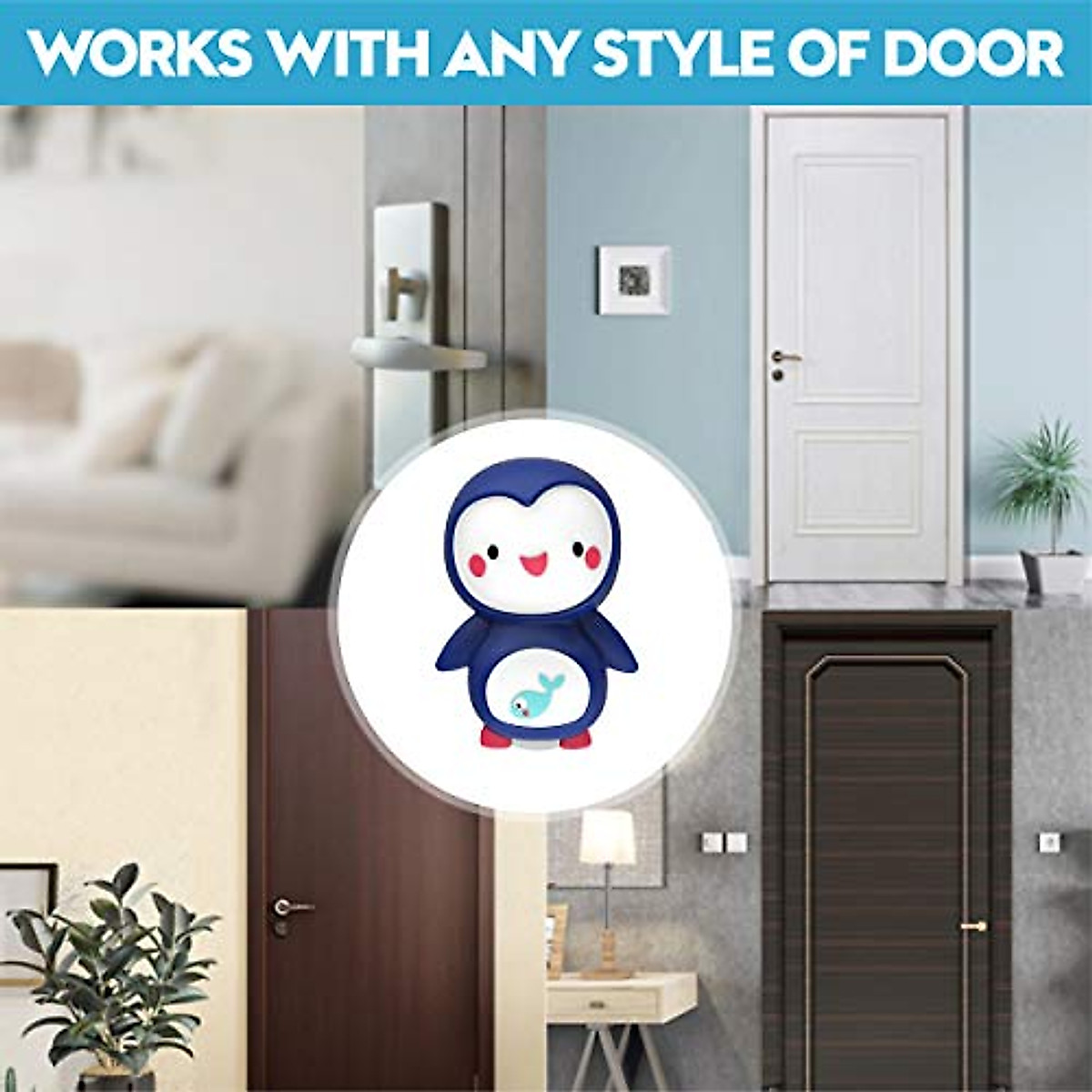 Baby Finger Pinch Guard Baby Door Stopper Safety Cute Penguin Doorstop Slam Stopper for Prevent Kids and Pet Finger Injuries, Door Slams, Getting Locked(1pieces)