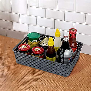 Easymanie Grey Plastic Basket Tray, A4 Paper Baskets, Pack of 5