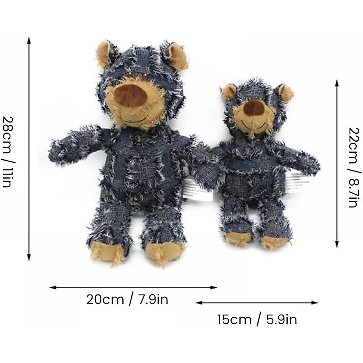 Indestructible Robust Bear, Dog Companion for Heavy Chewer Toy, Dog Stuffed Animals Chew Toy, Squeaky Dog Toys for Aggressive Chewers, Dog Training Interactive Play Toys (L, Brown+Blue)