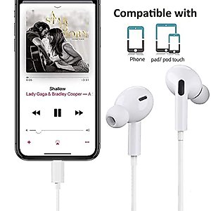 Lightning Headphone iPhone Headphone Earbuds with Lightning Connector(Built-in Microphone & Volume Control)[Apple MFi Certified] in-Ear StereoCompatible with iPhone 13 Pro Max/12/11/X/SE/8 7 - All iOS