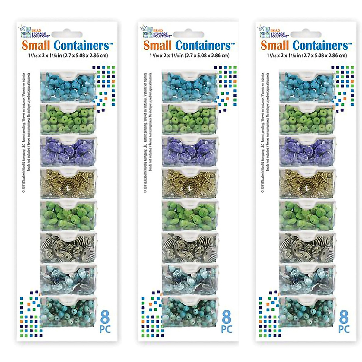 Elizabeth Ward Bead Storage Solutions 8 Piece Bead Small Organizing Storage Containers for Beads, Crystals, Fasteners, and More, Clear (3 Pack)