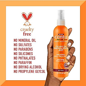 Cantu Coconut Oil Shine & Hold Mist with Shea Butter for Natural Hair, 8 fl oz