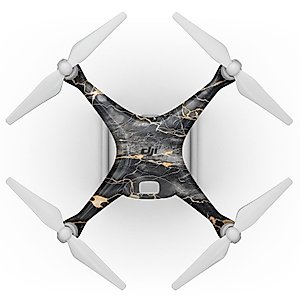 Design Skinz Design Skinz Black and Gold Marble Surface Full-Body Wrap Decal Skin-Kit Compatible with The Drone DJI Mavic Air