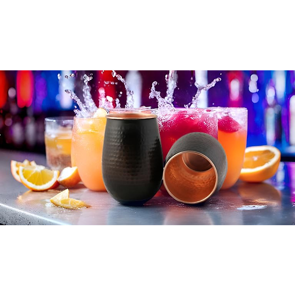 Staglife 20 Oz Black Matte Moscow Mule Pure Copper Tumbler Cups for Drinking Water, Genuine Copper Mugs for Moscow Mules, Hammered Real Solid Pure Copper Mug Cup, Gifts Set of 2, Large