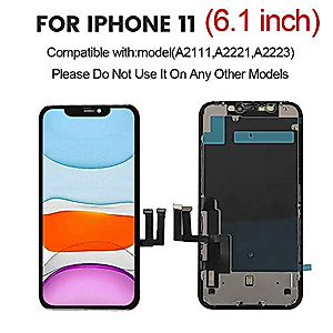 Screen Replacement Compatible for iPhone 11 Screen Replacement 6.1 inch LCD Display 3D Touch Digitizer Frame Assembly Full Repair Kit, with Repair Tools