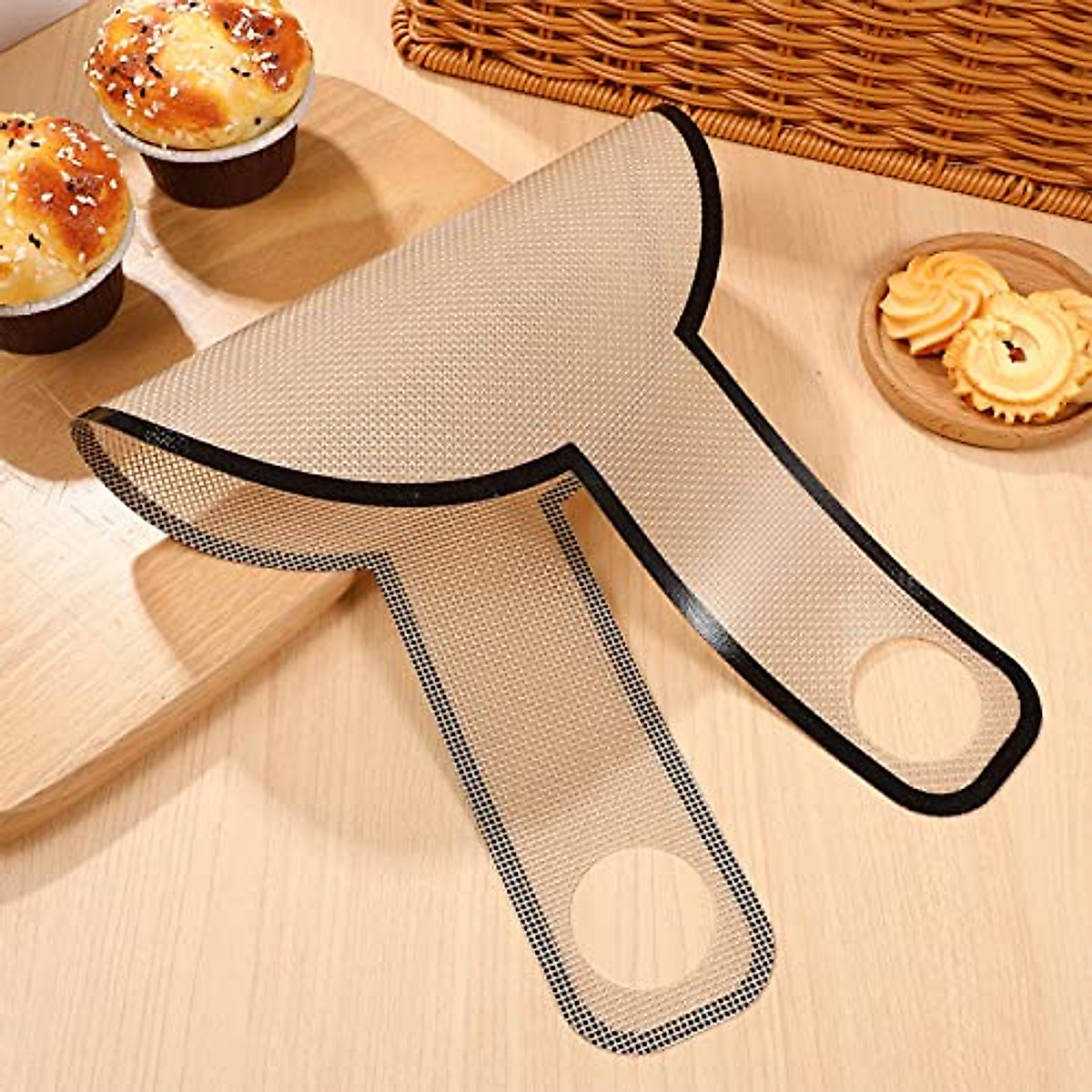 Tofficu Glass Fiber Baking Mats for Dutch Oven Bread Baking Non- Stick Dough Bread Sling Baking Mat Long Handles Sling Baking Mat for Transfer of Dough