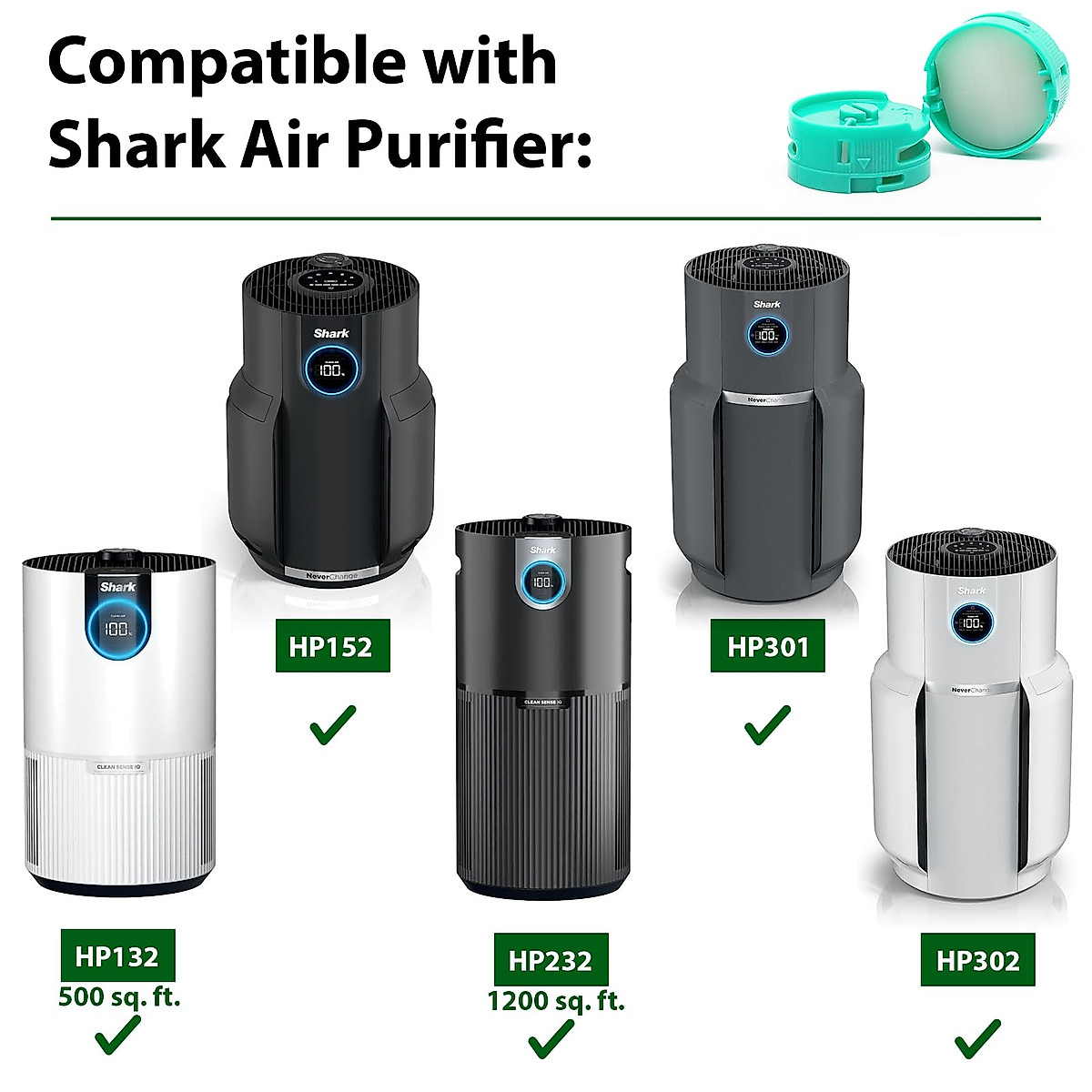 [6 Pack] Odor Neutralizer Technology Replacement Cartridges: Compatible with Shark AZ3000 AZ3002 HZ3000 HZ3002 HZ702 IZ862H IZ562H ZD550 ZU102 LA702 Vacuum Cleaner & Air Purifier - 1541FC3000 Original