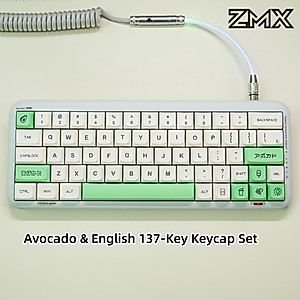 ZMX Custom Keycaps Set,PBT Dye Sublimation XDA Profile 137 Keys Full Size Keycap for Cherry Gateron MX Switch Mechanical Gaming Keyboard Accessory DIY Cute Keycap for Gift