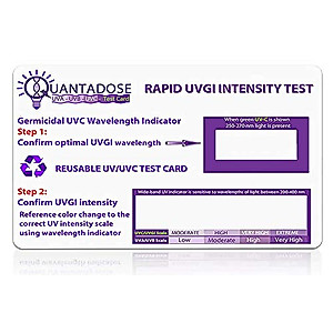 2nd Gen QuantaDose® Reusable UVC Light Test Card with UV Intensity Strip Sensitive to UVA/UVB/UVC Light