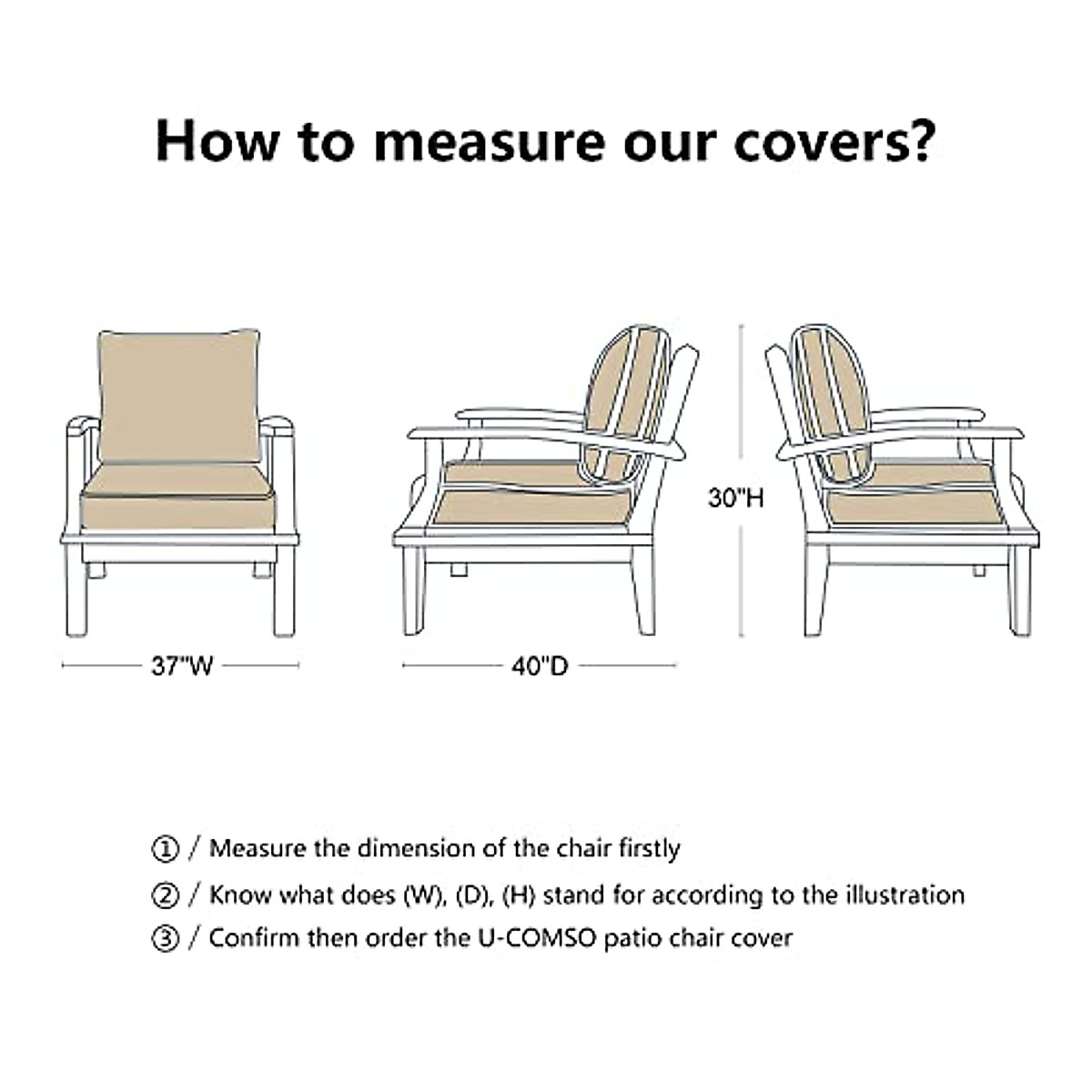 【Upgraded】 Heavy Duty Patio Chair Covers, Lounge Deep Seat Cover, U-COMSO Waterproof Lawn Patio Outdoor Furniture Covers (37" W×40" D×30" H - 2 Pack)