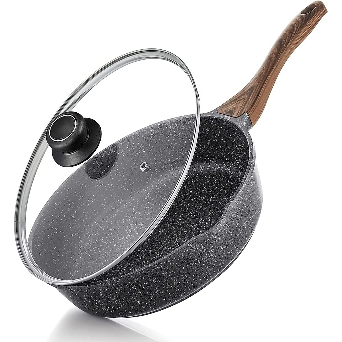 10.5 Inch Glass Lid for Frying Pan, Fry Pan Lid, Skillet Lid, Pan Lid with Handle, Compatible with 10.1-10.7 Inch Lodge - Fully Assembled Tempered Replacement Cover, 10.5"/26cm, Clear