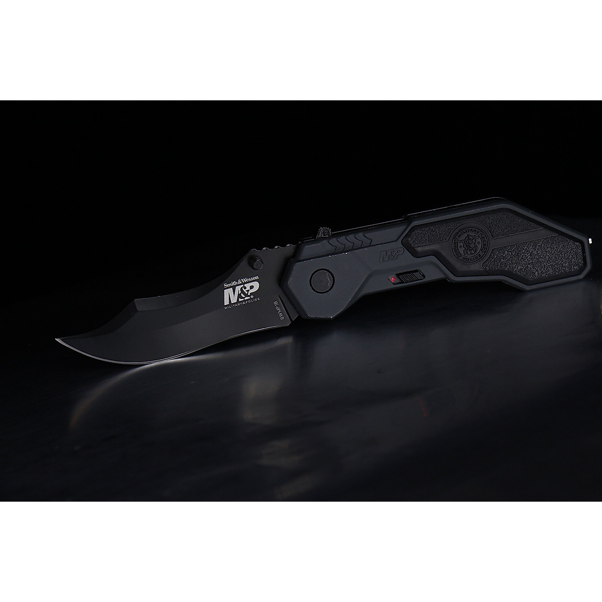 Smith & Wesson M&P SWMP1B 7.1in High Carbon S.S. Assisted Folding Knife with 2.9in Clip Point Blade and Aluminum Handle for Tactical, Survival and EDC,Black