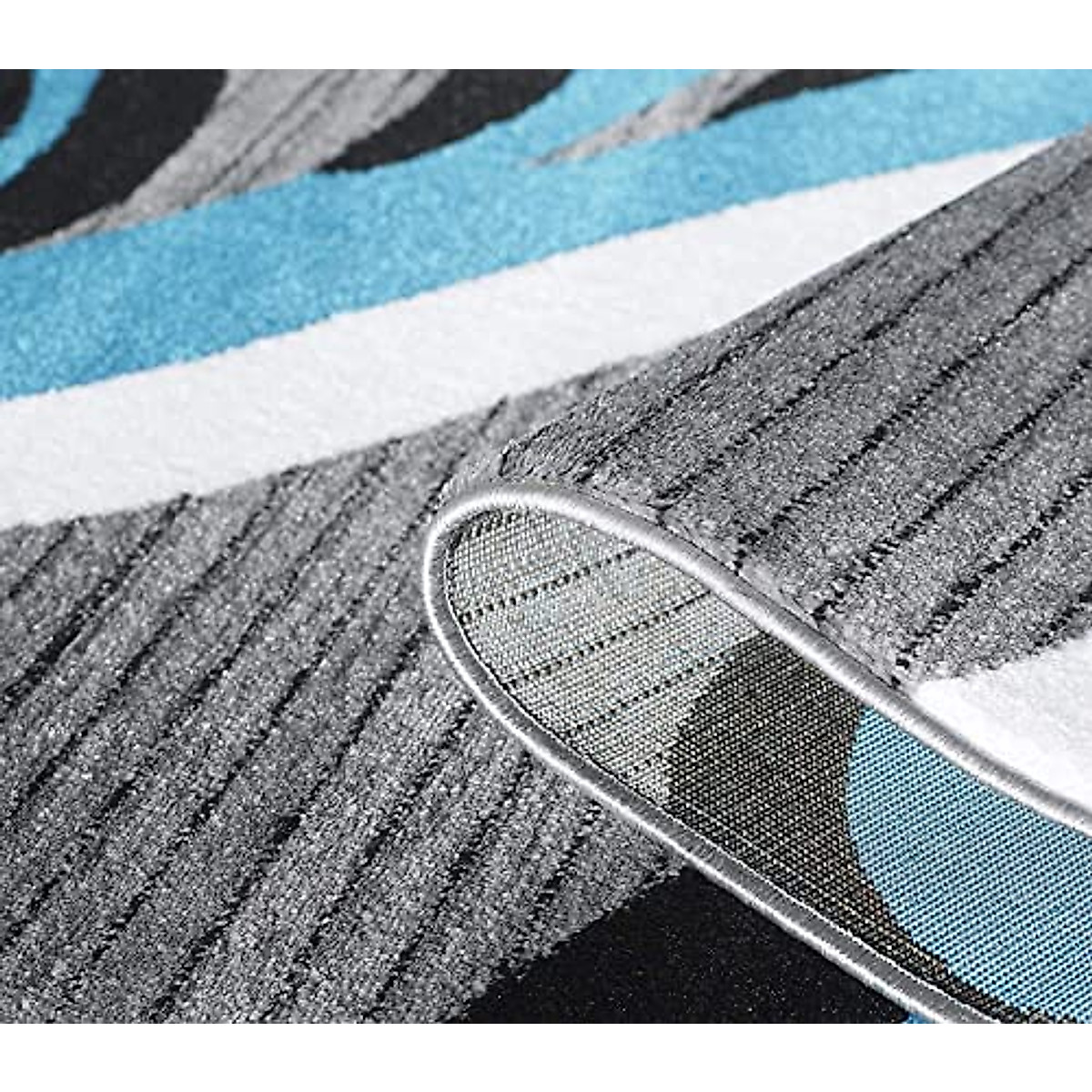 GLORY RUGS Modern 8x10 Area Rug Bedroom & Living Room Carpet with Swirls in Turkaz Grey | Contemporary Dining Accent Sevilla Collection 4817A