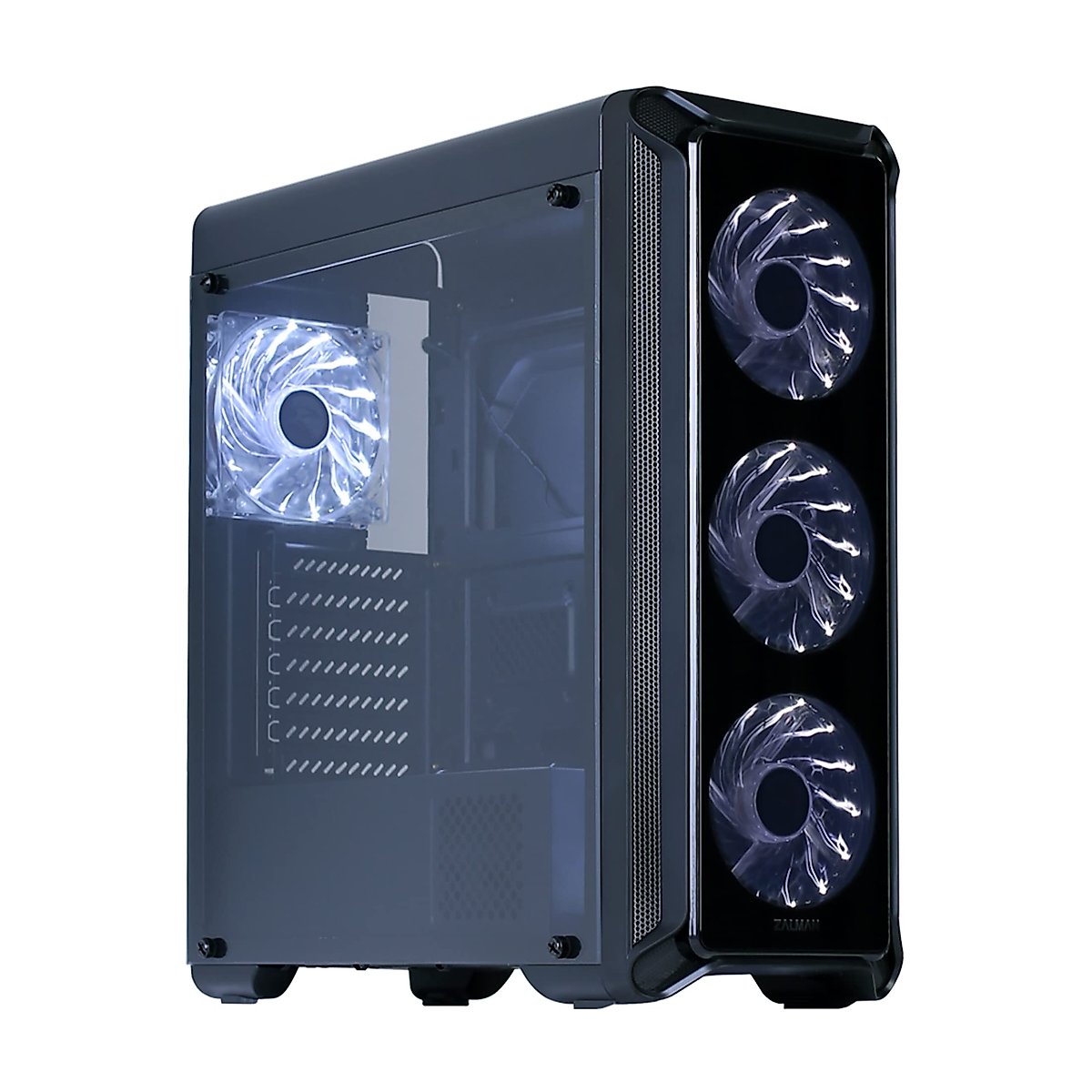Zalman i3 Edge ATX Mid Tower Computer Case Gaming PC Case, Includes 4X 120mm White LED Fans, Acrylic Side Window, High Airflow Mesh Panel, USB 3.0,Black