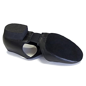HIPPOSEUS Women's Leather Jazz Shoe Slip-on Jazz Dance Slippers Black Suede Sole,Model 1305,US 8.5