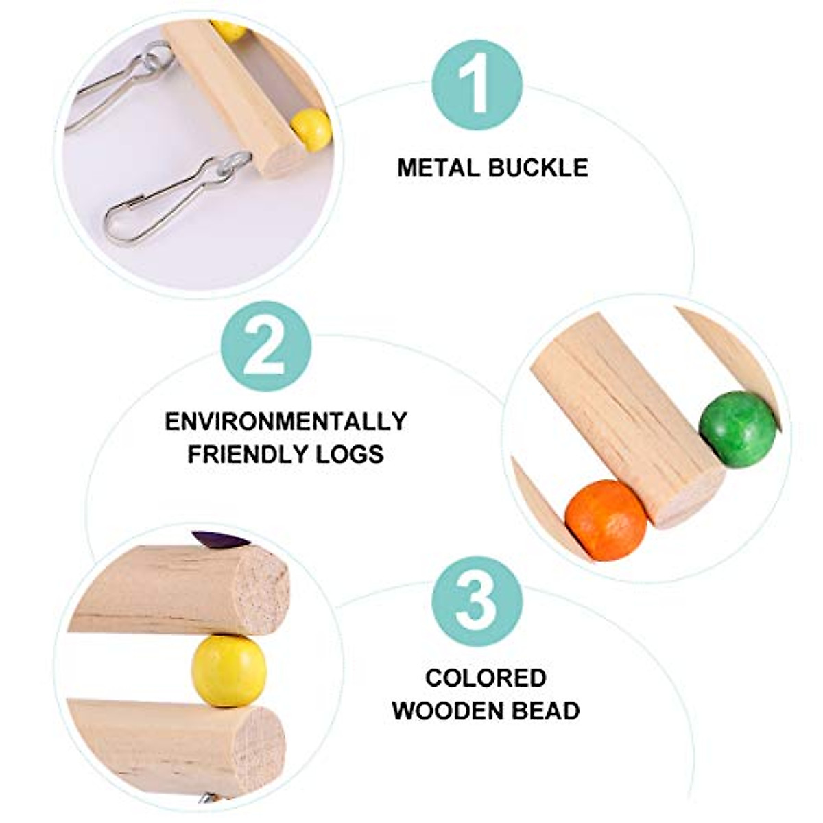 POPETPOP Bunny Toys Bird Ladder Parrot Toys - Natural Wood Step Ladder Swing Bridge for Pet Hamster Parakeet Trainning Playing Birds Cage Accessories Rabbit Toys