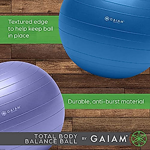 Gaiam 05-51982 Total Body Balance Ball Kit - Includes 65cm Anti-Burst Stability Exercise Yoga Ball, Air Pump & Workout Video - Green