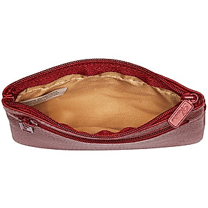 Buxton Large Leather ID Coin/Card Case Wallet, Rfid Blocking, Dark Red, One Size