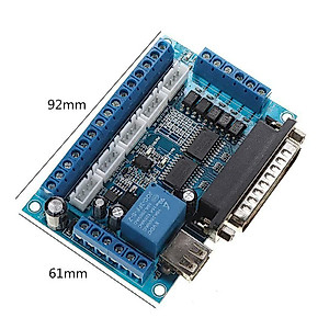 Acxico 1 pcs 5 Axis CNC Interface Adapter Breakout Board for Stepper Motor Driver Mach3 W/USB