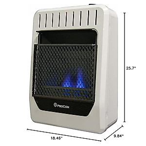 ProCom Heating ML200TBG Propane Gas Blue Flame Space Heater with Thermostat Control for Living Room, BedRoom, Home Office Use, 20000 BTU, Heats Up to 950 Square Feet, White