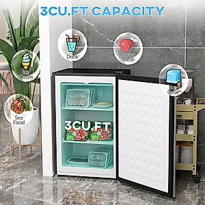 HOMCOM Upright Freezer, 3.0 Cubic Feet Compact Mini Freezer with Reversible Single Door and Adjustable Thermostat, Small freezer for Home, Dorm, Apartment, Home Office, Silver