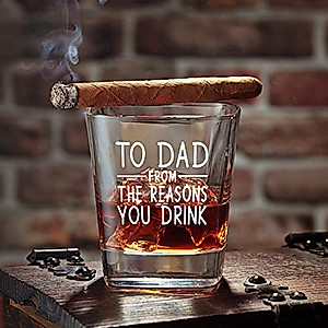 To Dad From The Reasons You Drink Funny Whiskey Glasses Gifts for Dad, Novelty Unique Birthday Gifts, Thanksgiving, Christmas Gifts for Dad, Men, Him from Daughter, Son, Kids, Wife, Whisky Glass 10 oz