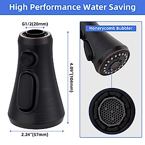 iFealClear Pull Down Kitchen Faucet Head Replacement, 3-Mode Faucet Head for Kitchen Sink, Faucet Sprayer Nozzle, 12 Adapters Compatible with Moen, American Standard, Delta Faucets, Oil Rubbed Bronze