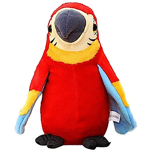 Talking Macaw Parrot Repeat What You Say Stuffed Animal Plush Toy Electronic Record Animated Bird Shake Wings Speaking Parrot Pet Plush Interactive Toys for Kids Boys Girls Christmas Birthday Gift