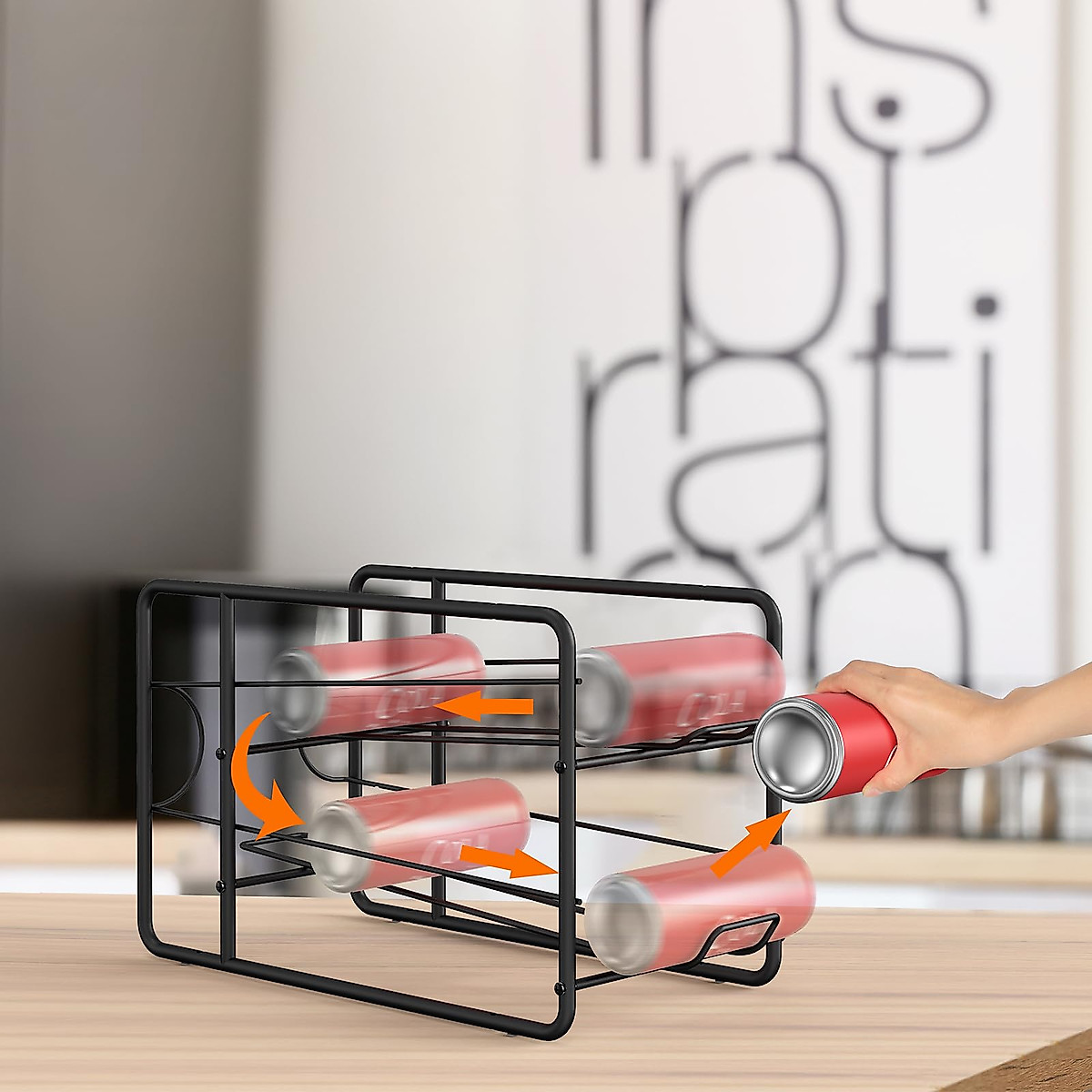 MOOACE 2 Pack Skinny Can Dispenser Rack, Stackable Tall Skinny Soda Pop Cans Storage Organizer Holder for Fridge Freezer Pantry Kitchen Cabinet Countertop, Black