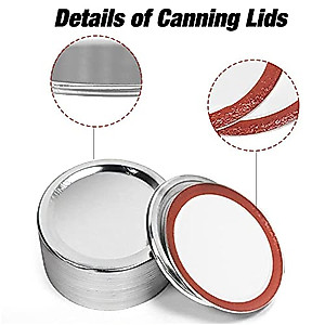 100 Pcs Regular Mouth Canning Lids - 70MM Mason Jar Canning Lids, Reusable Leak Proof Split Type Aluminum Lids with Silicone Seals Rings (Silver)
