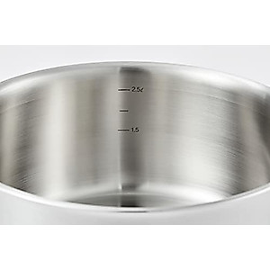 Dr.HOWS Warmwood Nonstick Pot 7 inch with Lid - Small Kitchen Stainless Steel Pot with Wooden Handles - Lightweight Pot For Induction, Ceramic, Electric, Halogen and Gas Cooktops