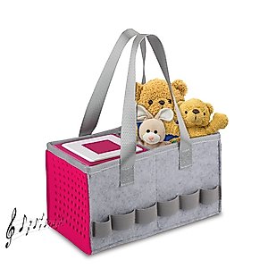 Carrying Case for Toniebox Tonies Starter Set & Audio Player Felt Cloth Portable Storage Bag Kids Travel Toy Organizer Tote Bags Handbag (Rose Red)