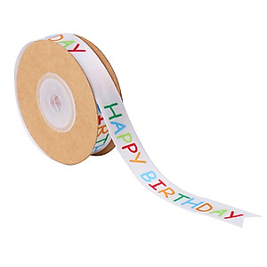 Happy Birthday Ribbon Roll for Gift Wrapping Crafts, 15 mm x 30 ft
