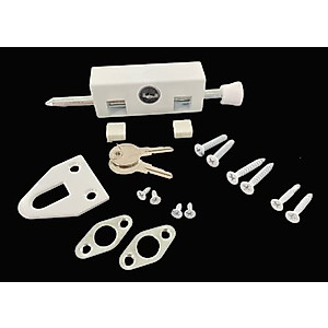 Pro-Lok Entry Armor EPL-106-W Patio Door Lock- Keyed Lg Rectangle (White Finish)