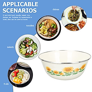 Hemoton Enamel Bowl Large Enamel Basin Vintage Enamel Salad Pasta Soup Bowls Enamelware Bowl Noodles Snacks Serving Mixing Bowl (Random Style)