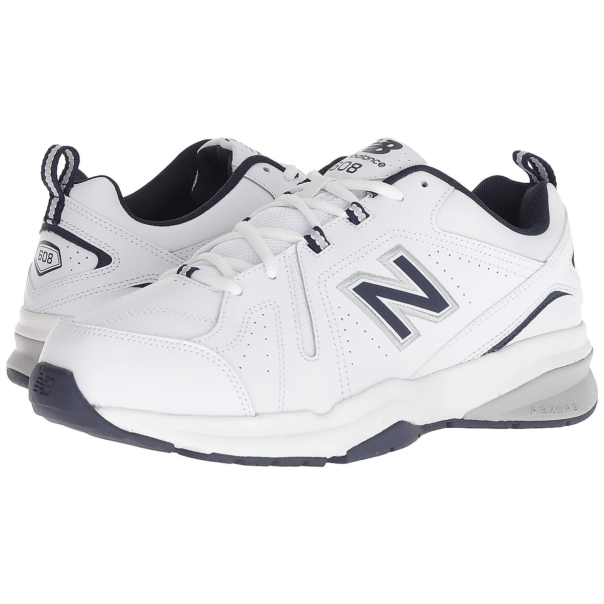 New Balance Men's 608 V5 Casual Comfort Cross Trainer, White/Navy, 11 Wide