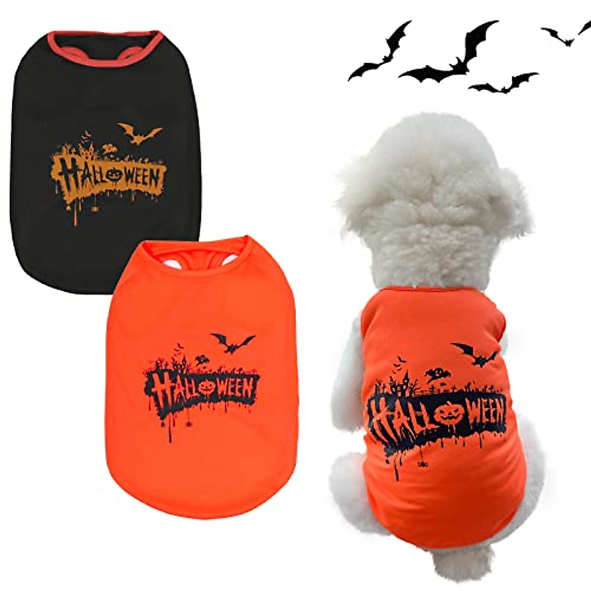 MESHEEN 2 Pieces Dog Lightweight Shirt for Small Dogs Made of Soft Breathable Quick Dry Stretch Fabric, Sleeveless Casual Dog Clothes Printed Original Cute Pattern