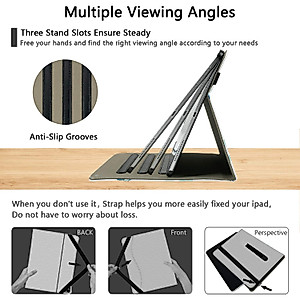 Hepix iPad Pro 12.9 Case 2022 2021 2020 2018 Rose Flower iPad 6th 5th 4th 3rd Gen with Pencil Holder, Black Floral Multi-Angle Stand Pocket Protective Leather Cover Auto Sleep Wake