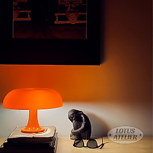 Lotus Atelier Orange Mushroom Lamp for Room Aesthetic Modern Lighting for Bedroom | Cool Retro Living Room Decor (Orange)