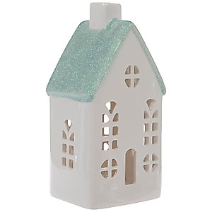 Turquoise Tabletop House Light Up Porcelain Tall Over 7 Inches