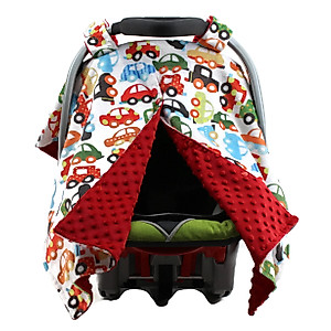 Dear Baby Gear Car Seat Canopy - Infant Car Seat Cover for Maximum Protection and Style - Soft and Breathable - Carseat Canopies for Boys and Girls - Color Fun Automotives/Red Dot, 40" x 30"