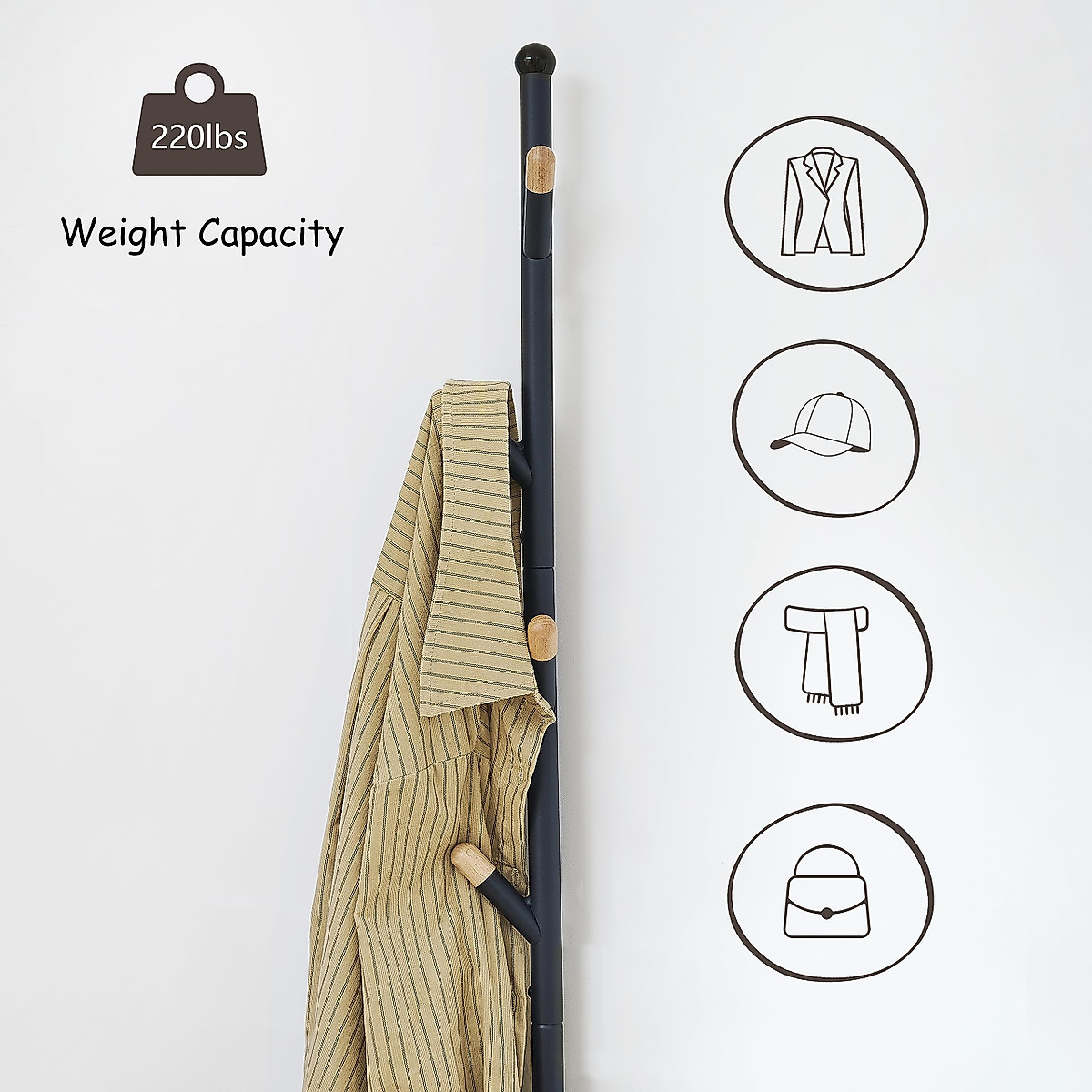 Gewudraw Coat Rack Stand Shoe Bench - 3 in 1 Coat Hall Tree with Shoe Storage With Benches Small Metal Shoes Shelf for Entryway Living Room Bedroom Hallway Mudroom