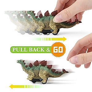 LIHAO 12 Pack Dinosaur Pull Back Cars with Jumbo Eggs, Filled Easter Eggs with Toy Inside for Easter Basket Stuffers, Party Favors, Egg Hunt Dinosaur Birthday Party Favors Supplies