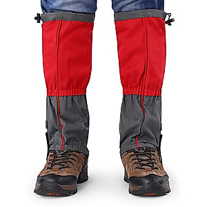 Tbest 1 Pair Unisex Snow Leg Gaiters Outdoor Waterproof Sports Boots Gaiters Hiking Walking Climbing Hunting Cycling Leggings Cover for Adult(Red) Boot gaiters for men goretex gaiters