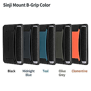 Sinjimoru Detachable Cell Phone Wallet, Wireless Charging Compatible Mobile Phone Grip Stand as iPhone Credit Card Holder for Back of Phone. Sinji Mount B-Grip Clementine
