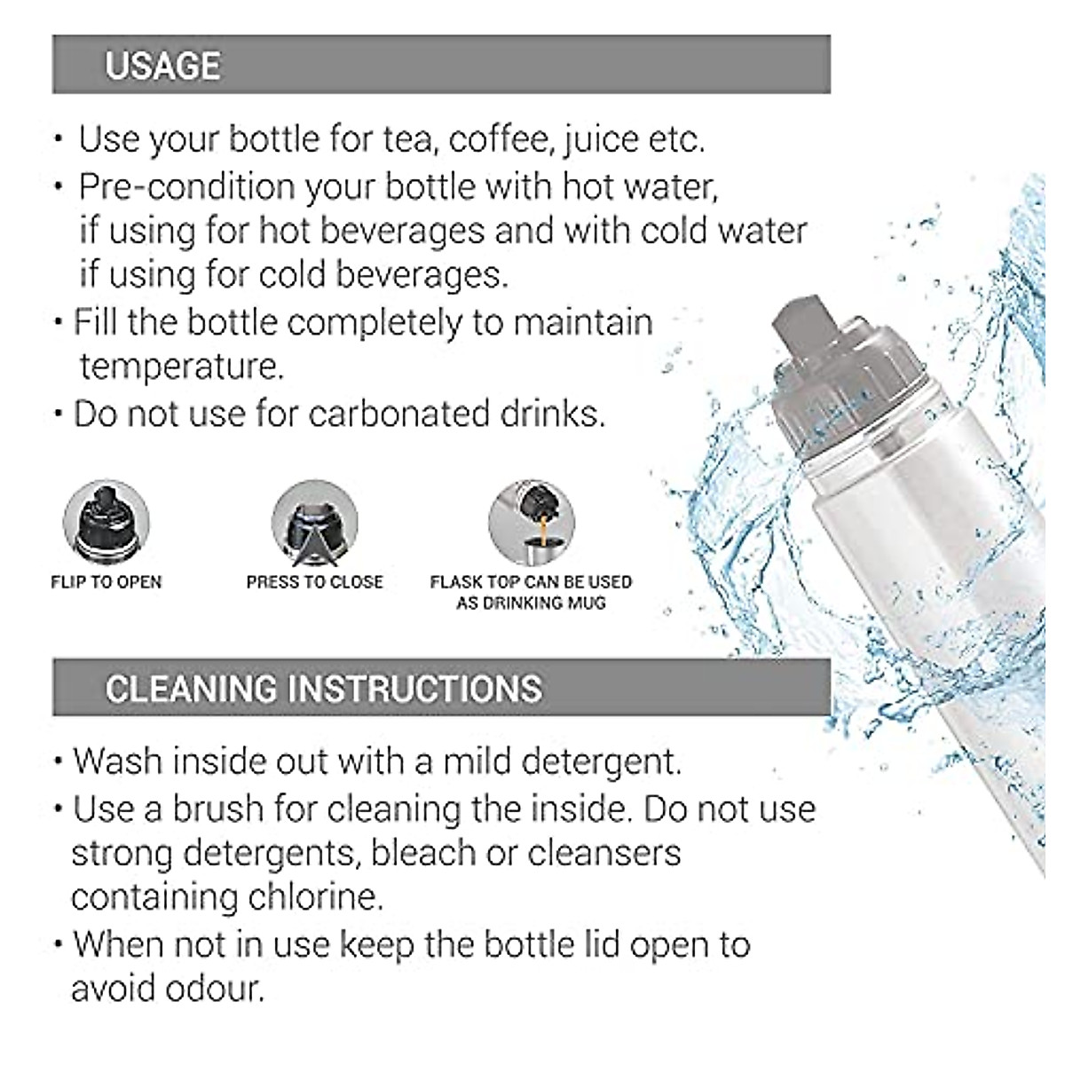 Milton Thermosteel Flip Lid Flask 500, Double Walled Vacuum Insulated 500 ml | 17 oz | 24 Hours Hot and Cold Water Bottle with Cover, 18/8 Stainless Steel, BPA Free, Food Grade, Leak-Proof | Silver