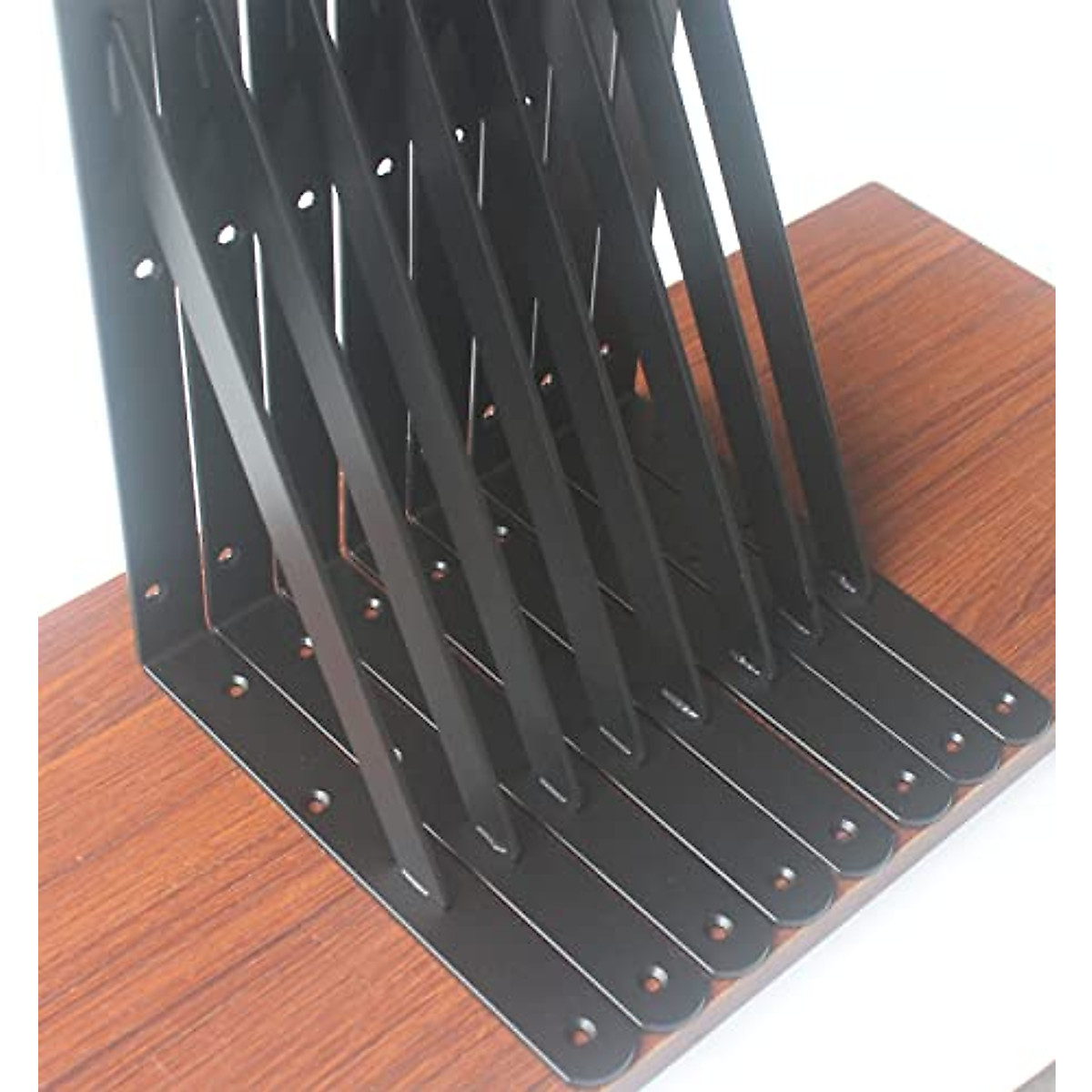 12 Pack L12" x H 8" Black Heavy Duty Shelf Brackets with Screws Metal Shelf Brackets Shelf Support Angle Brackets for Shelves L Brackets Heavy Duty Floating Shelf Brackets